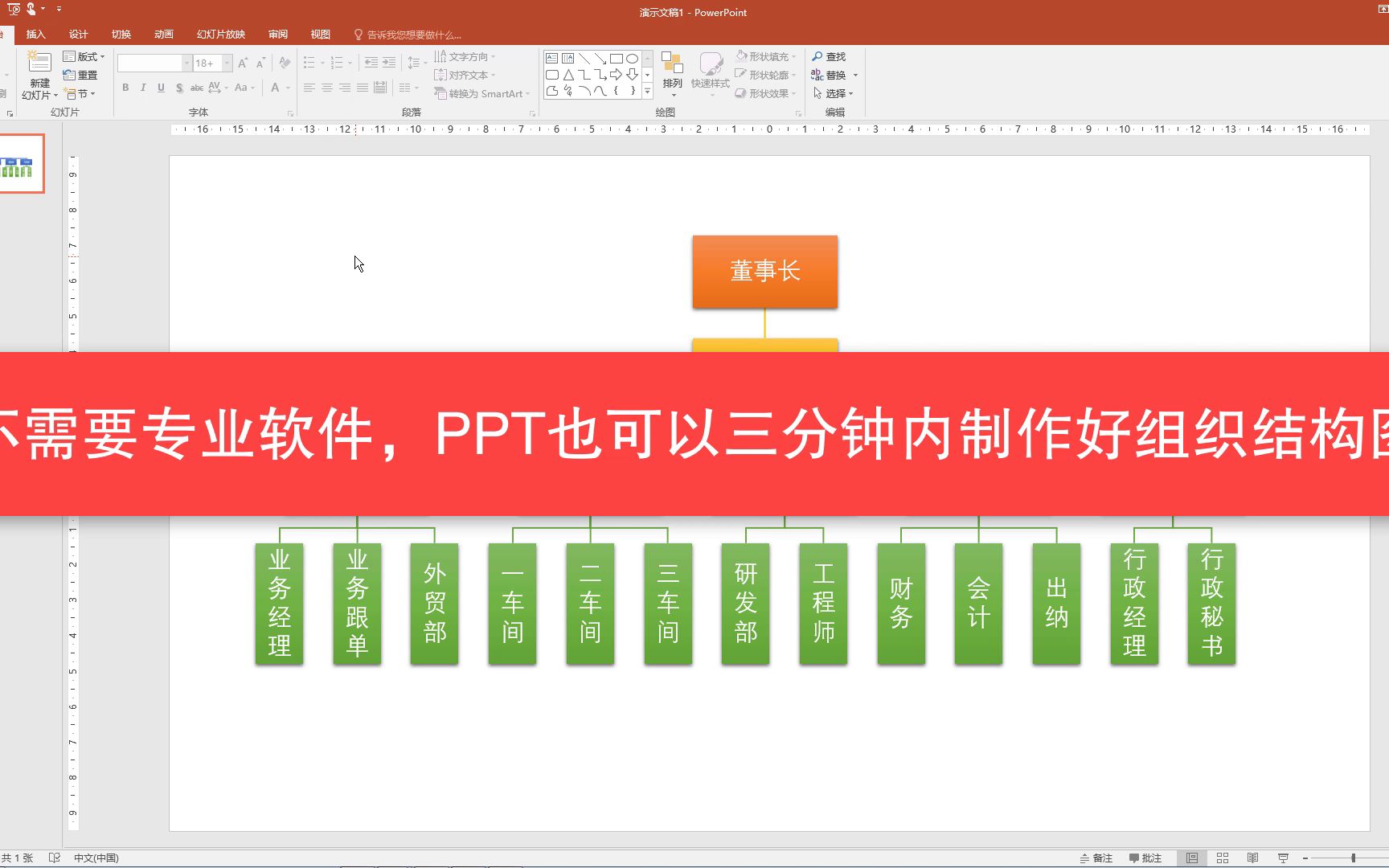 不要专业软件,PPT也可以在三分钟内制作出织结构图,公司架构图