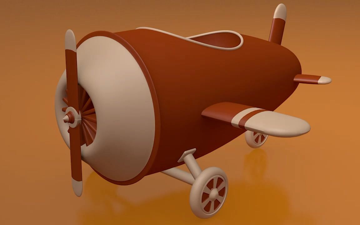 C4D低多边形卡通飞机建模教程