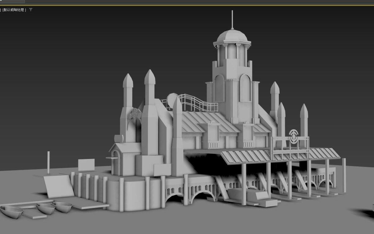 【3Dmax场景建模】大型风格化场景建模,基础布线技巧、建模思路讲解