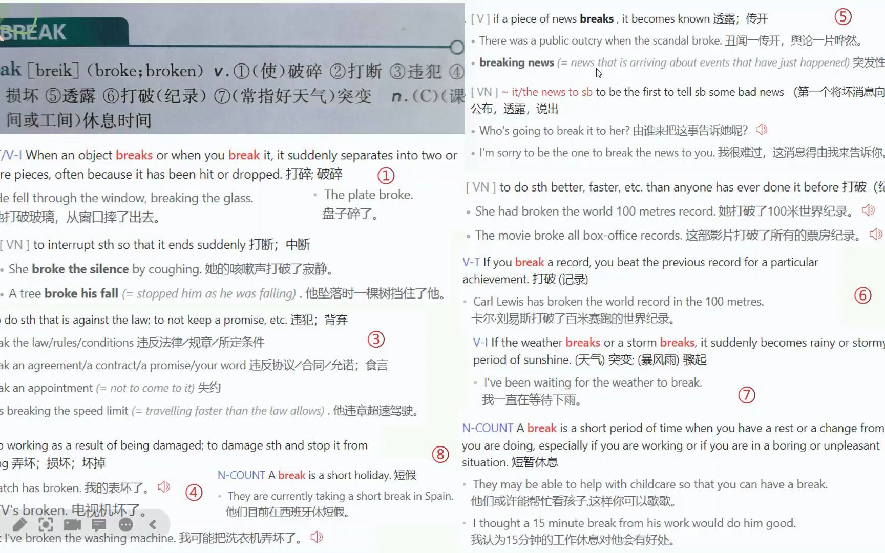 四级词汇 B开头 Day 26 break的7种动词含义