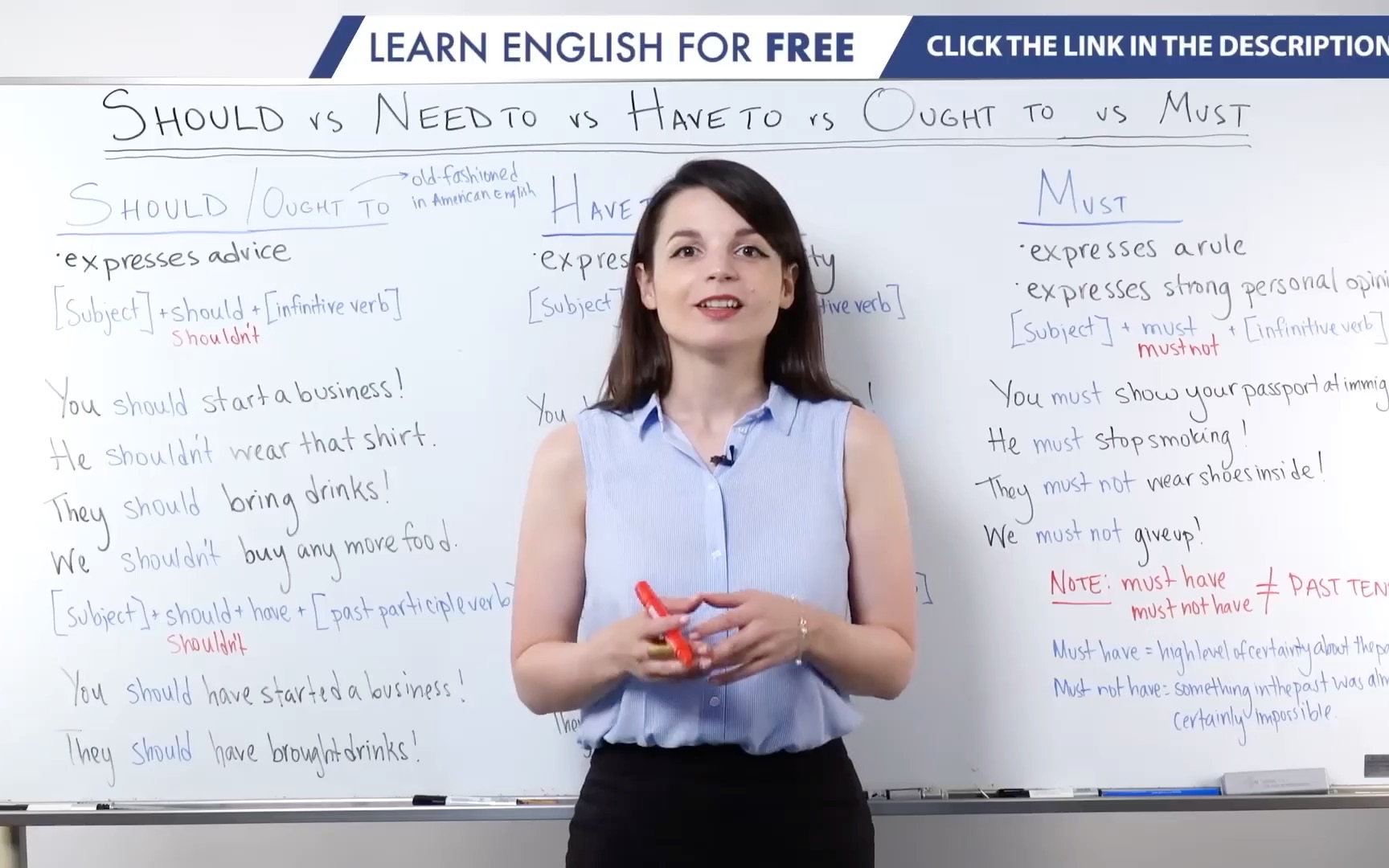 Learn English Should vs. Need to vs. Have to vs. Ought to vs. Must