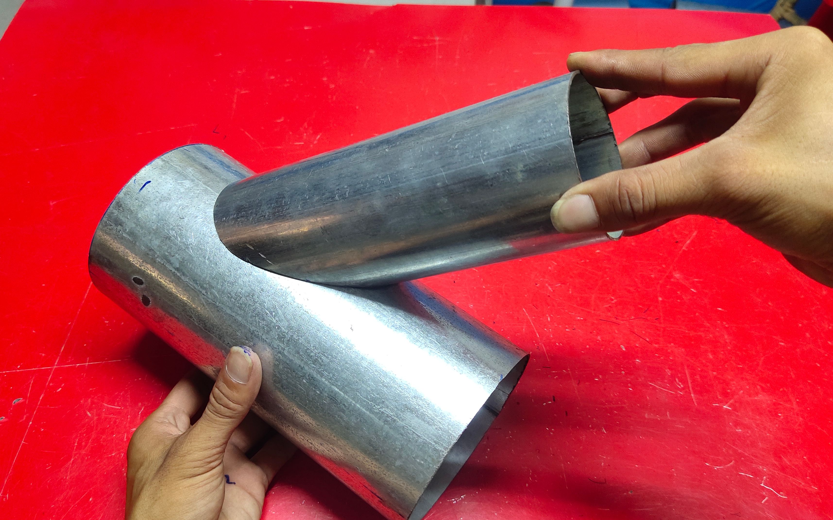 圆管45度斜三通下料这么简单,这种方法简单快捷,真的是太实用了