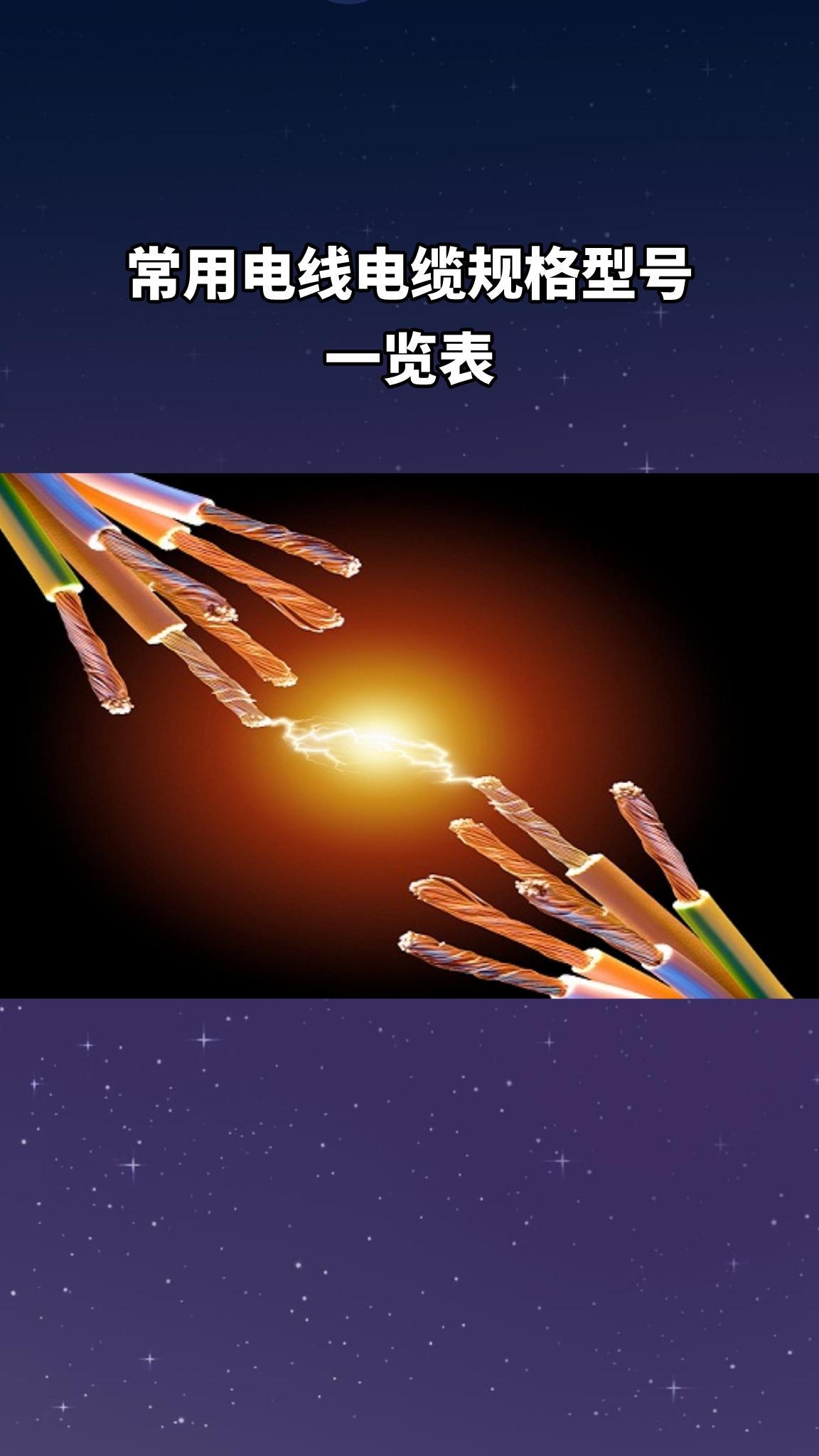 常用电线电缆规格型号一览表