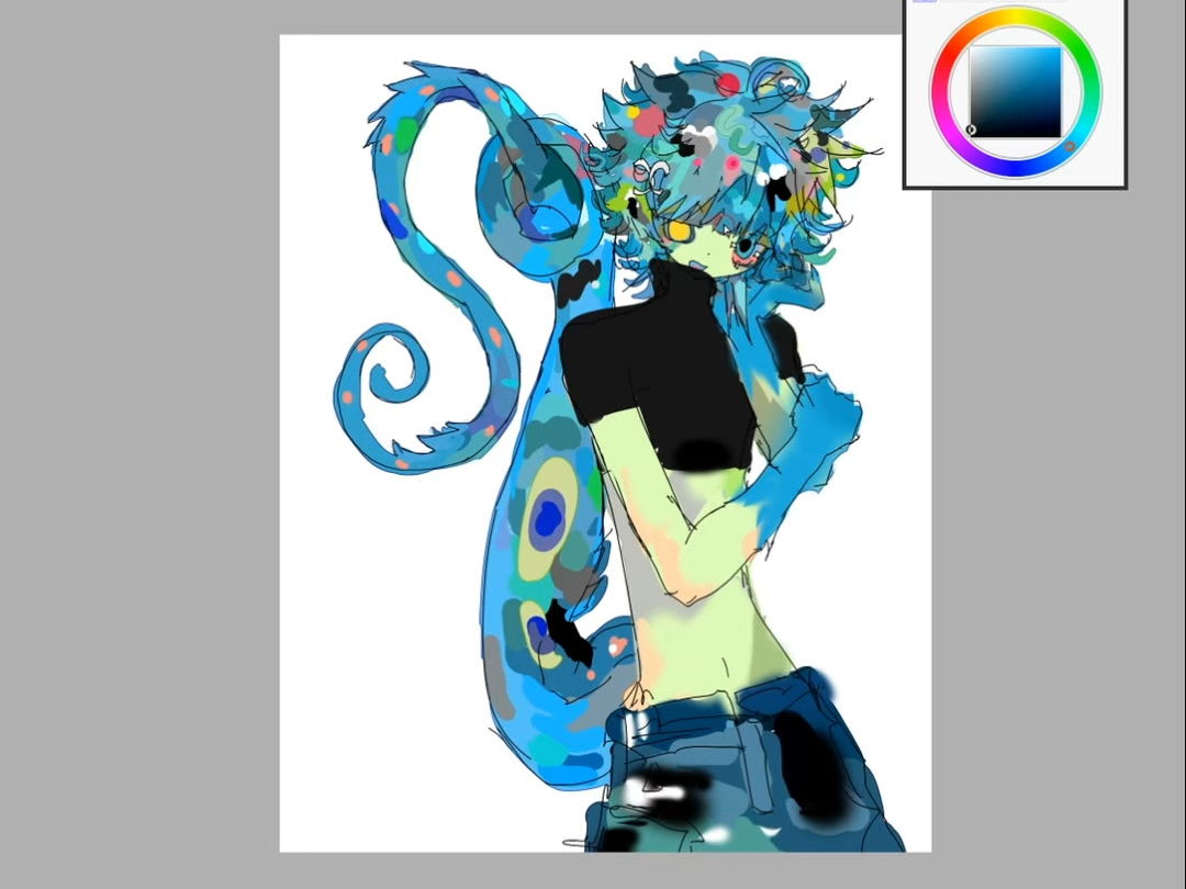 一个半小时sai2绘画过程,从草稿开始