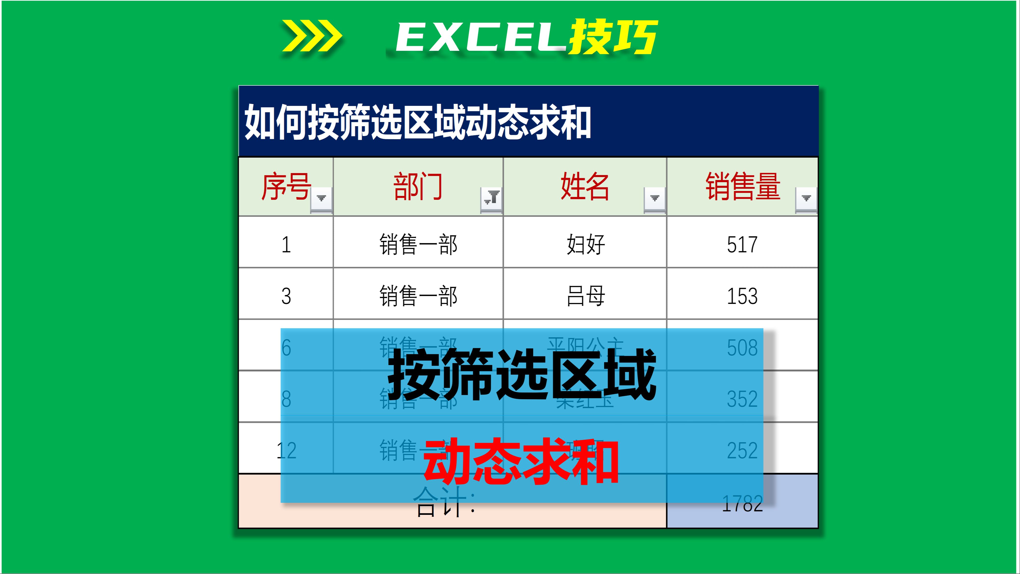 EXCEL技巧23:如何按筛选区域动态求和