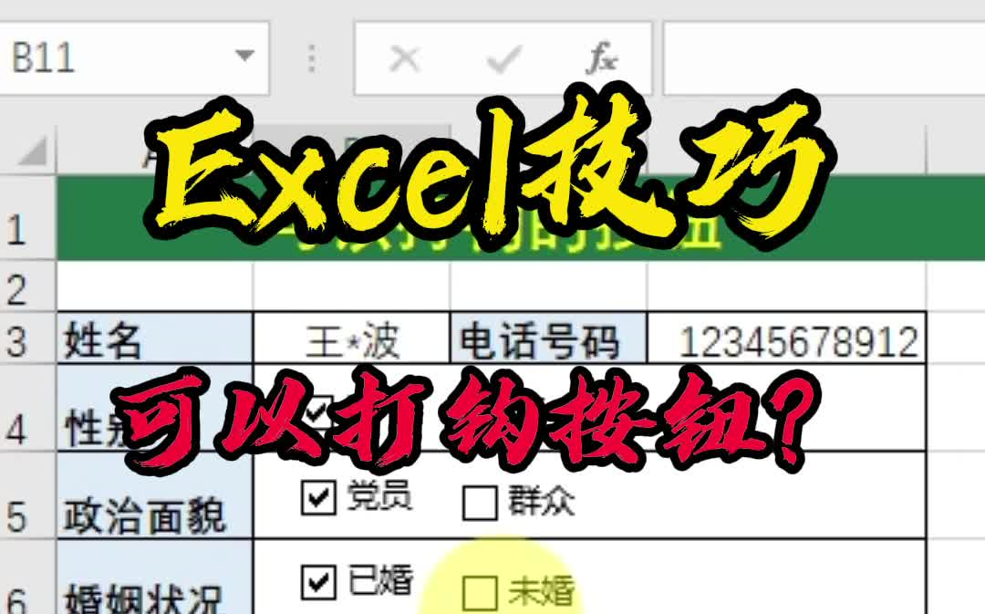 Excel技巧_可以打钩的按钮怎么做?