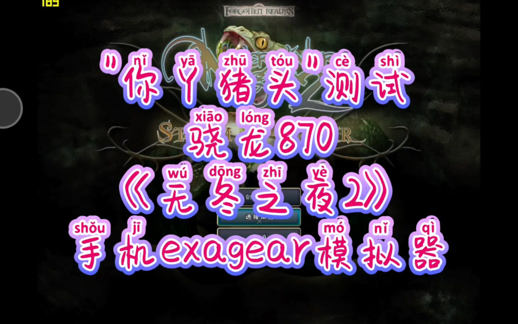 pc《无冬之夜2》,手机exagear模拟器,"你丫猪头"测试。