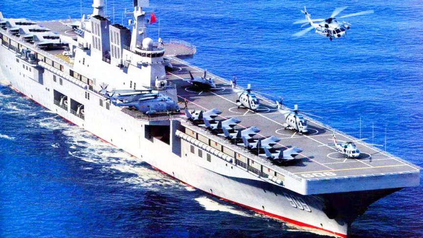 075两栖攻击舰曝光,排水量35000吨,未来化身轻型航母