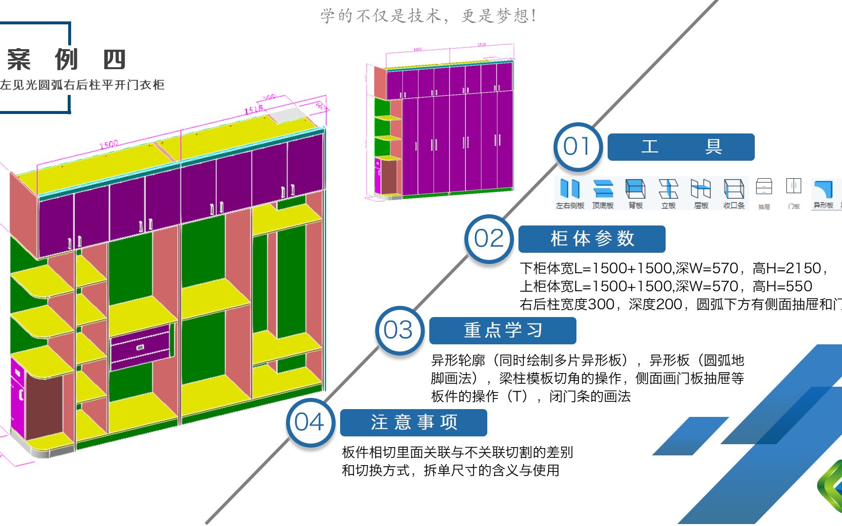 实战案例教程4——左圆弧右后柱平开门衣柜