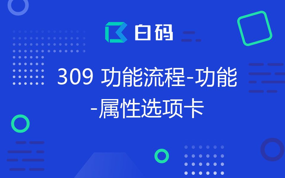 【白码无代码平台】学习视频309:功能流程-功能-属性选项卡