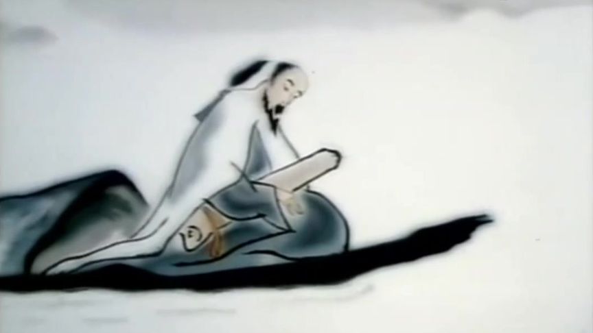 1988年,中国第一部水墨动画《山水情》