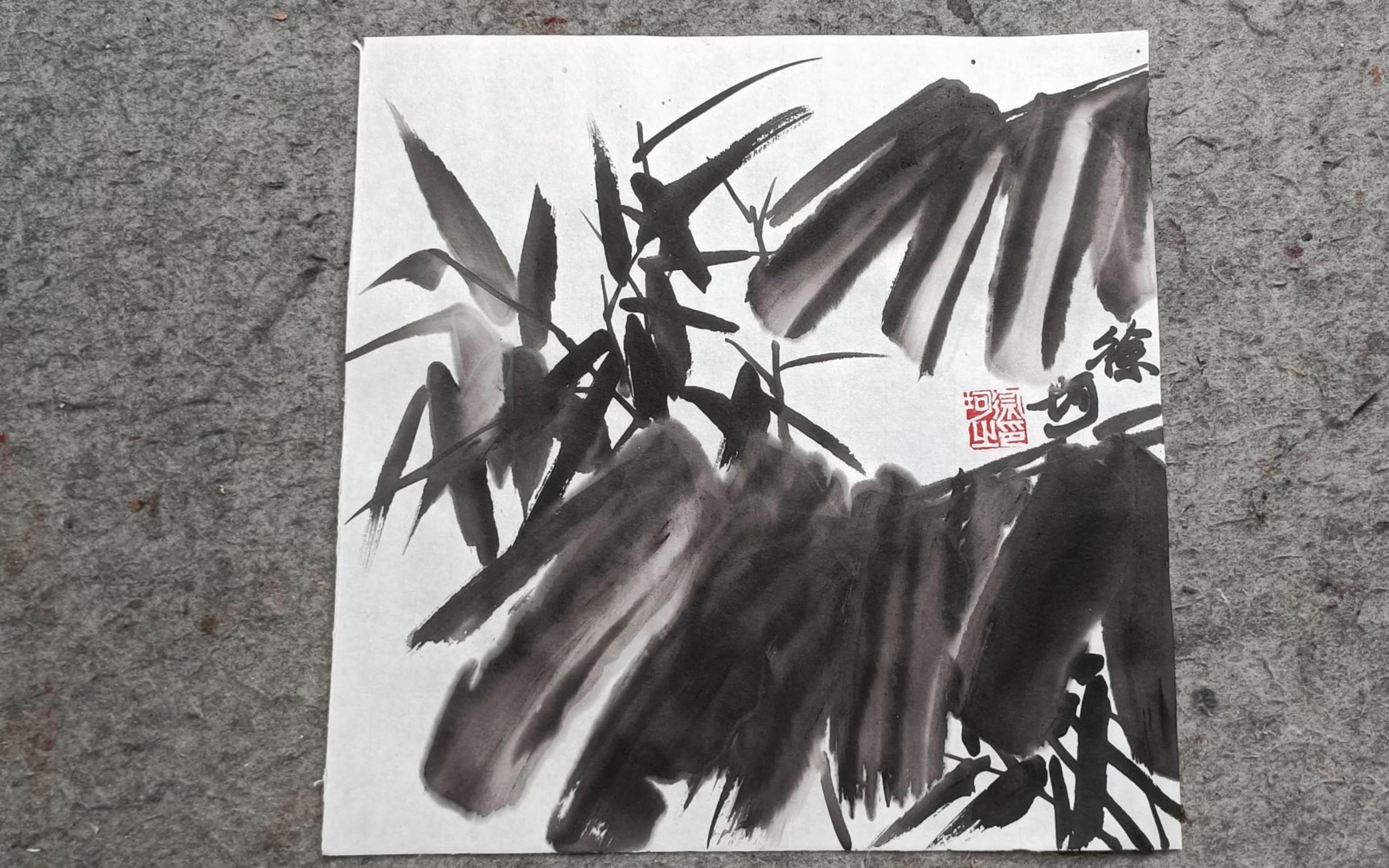 写意花鸟画《芭蕉墨竹》,泼墨花鸟画的细致刻画