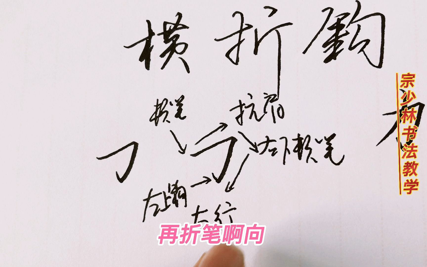 美工钢笔书法教学:第一单元(19)基本笔画:横折钩的写法(折锋竖画角度...