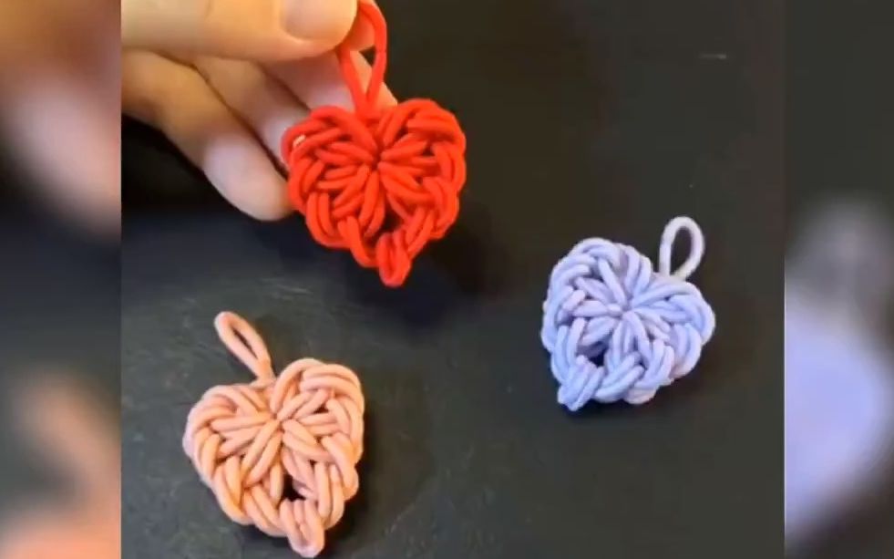 创意小皮筋爱心挂件饰品制作