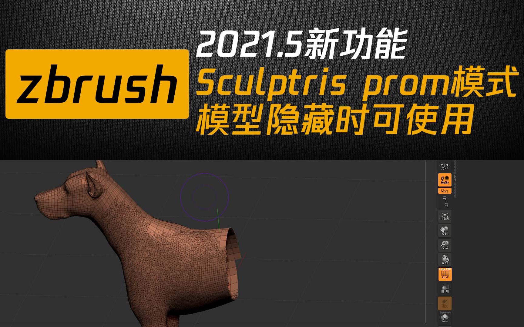 zbrush2021.5新功能(Sculptris pro模式)模型隐藏也可用