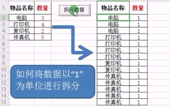 Excel Vba按数量将数据拆分为以“1”为单位的多行#固定资产 @ - 抖音