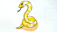 宝宝爱画画第四十课 儿童简笔画黄金蟒教程, 如何画卡通蛇视频步骤