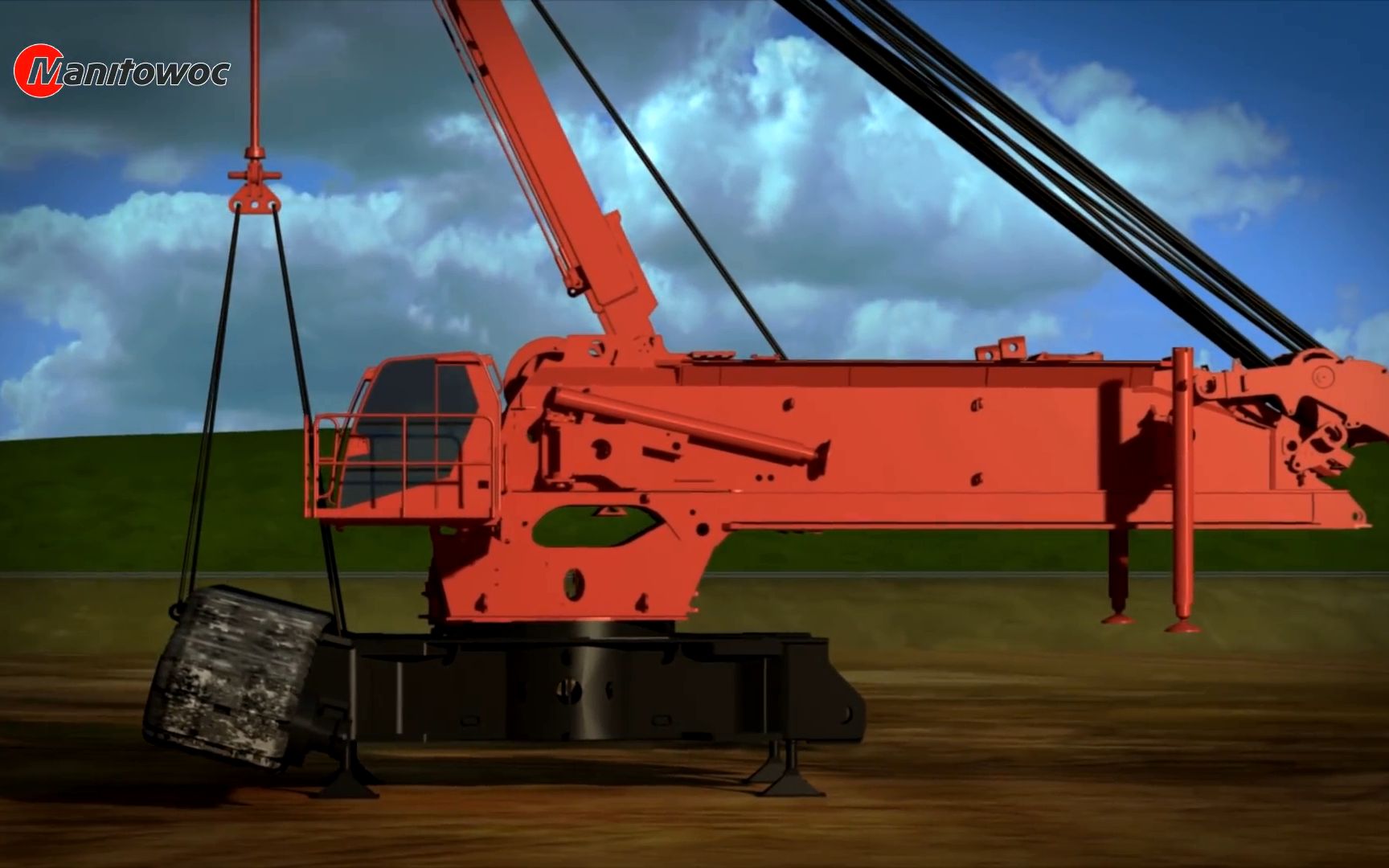 马尼托瓦克 Manitowoc MLC650 履带式桁架起重机3D动画演示