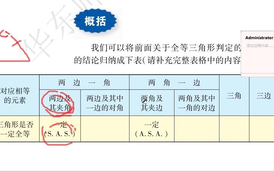 华东师大版 八年级上册 初二熟悉 全等三角形的判定3 八年级数学 八年级