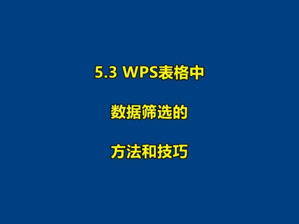 3 WPS表格中数据筛选的方法和技巧