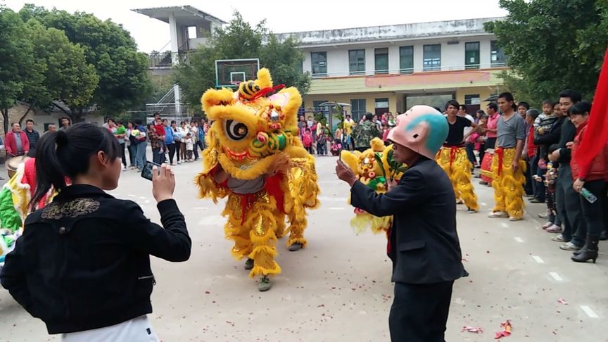 专业的舞狮队大家见多了,肯定没见过这样舞狮表演。