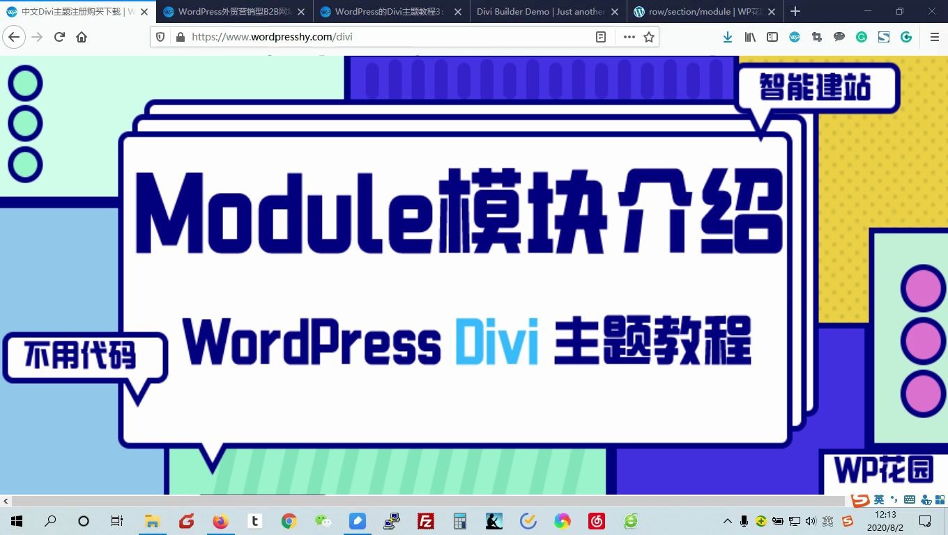 【WordPress DIVI视频教程】Divi主题的Module模块使用方法介绍