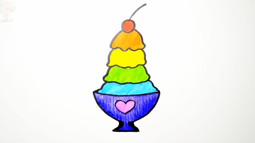 少儿简笔画 画杯冰淇淋 好简单哦 一起来画画