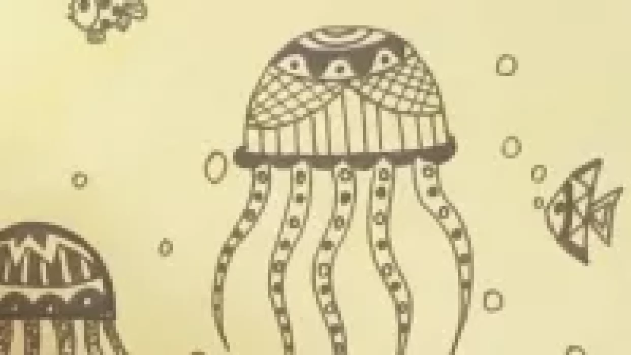 告诉你怎么画黑白装饰画,漂亮的水母是这样画出来的