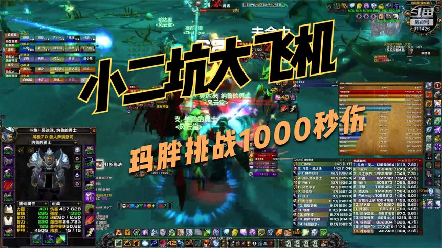 【魔兽tbc怀旧服】满buff暴击流增强萨,挑战玛胖1000秒伤