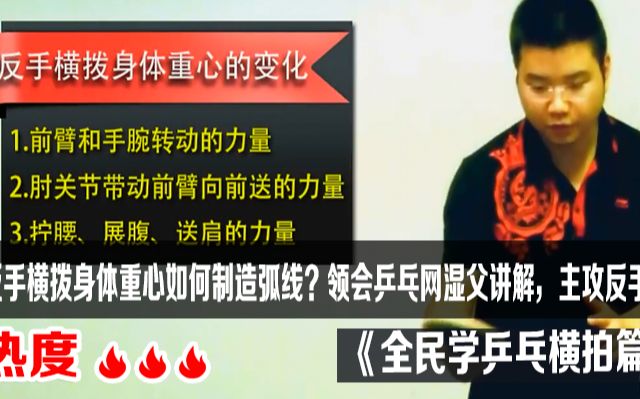 第50集:反手横拨身体重心如何制造弧线?领会乒乓网湿父讲解,主攻反手!