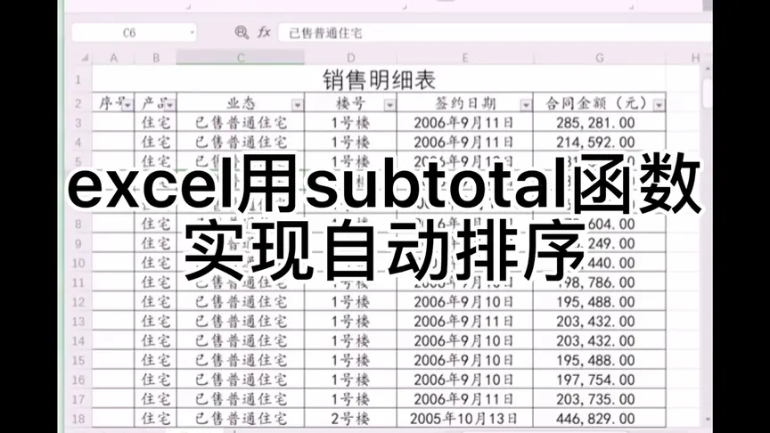 excel基础函数subtotal轻松实现自动排序,一秒成大神#excel#技巧