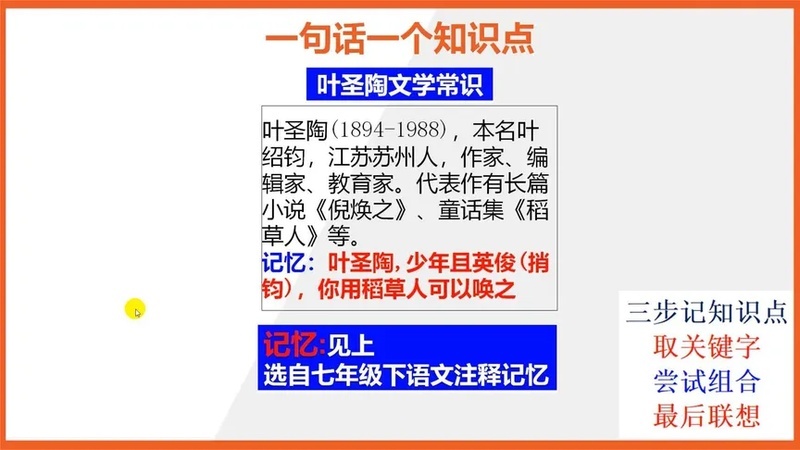 七年级下册语文知识点记忆 叶圣陶的文学常识