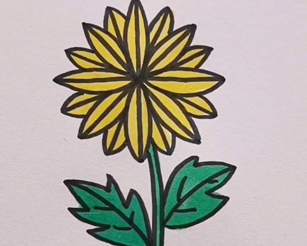 简笔画版的菊花,这样画秒会!