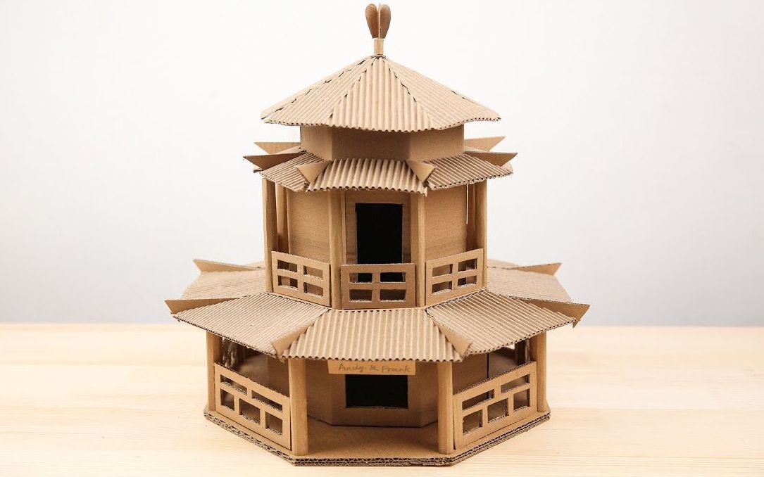 纸板DIY | 中国古代楼阁 制作过程