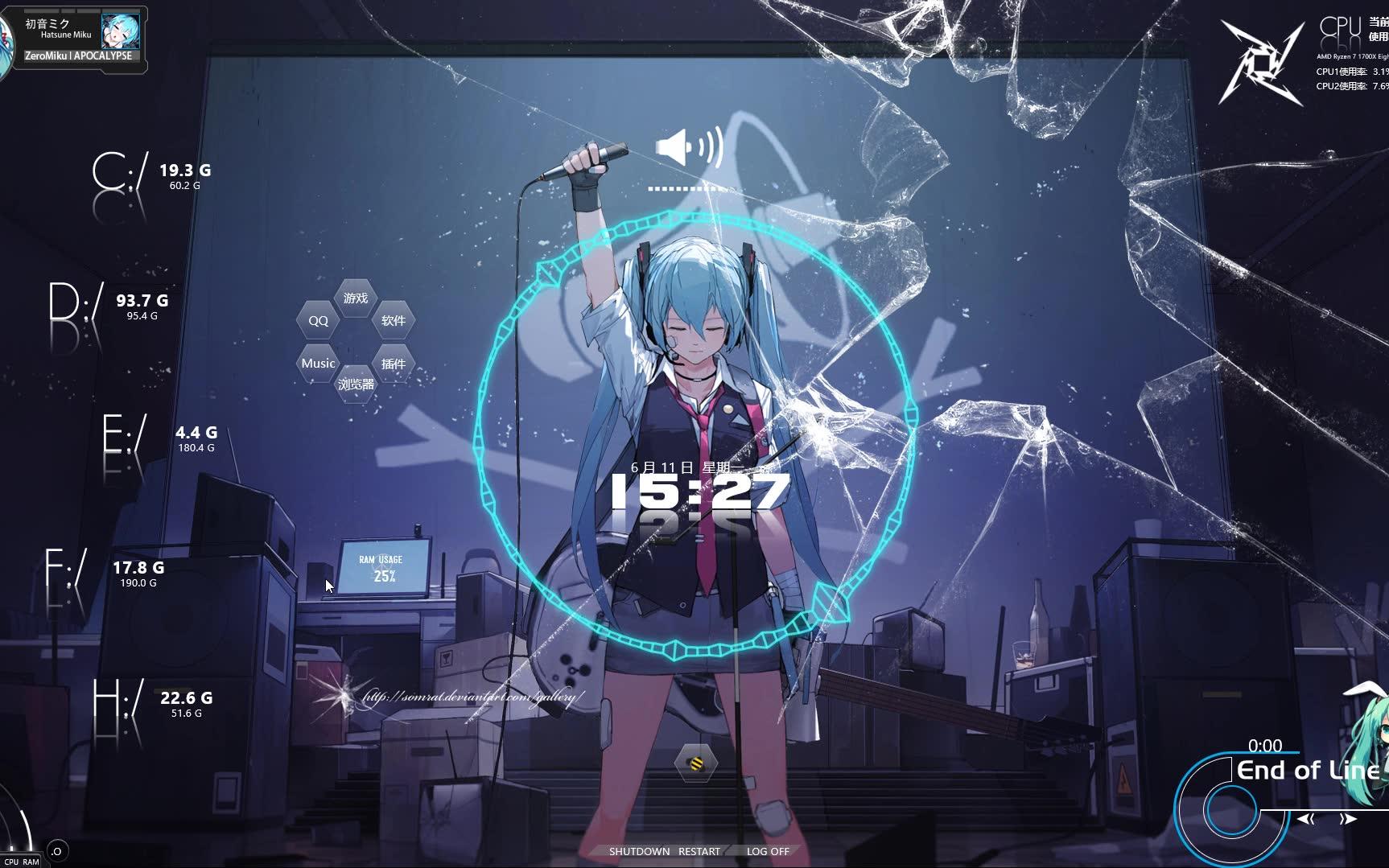 rainmeter雨滴桌面美化分享win主题,wallpaper,桌面主题也可以这么美