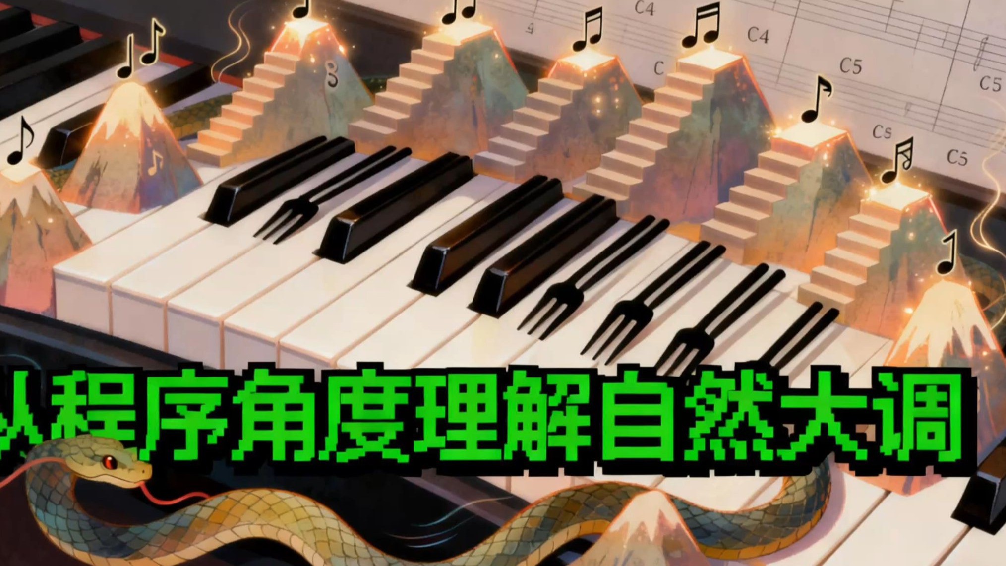103用Python解码音乐奥秘!自然大调+钢琴结构+循环美学一次性掌握