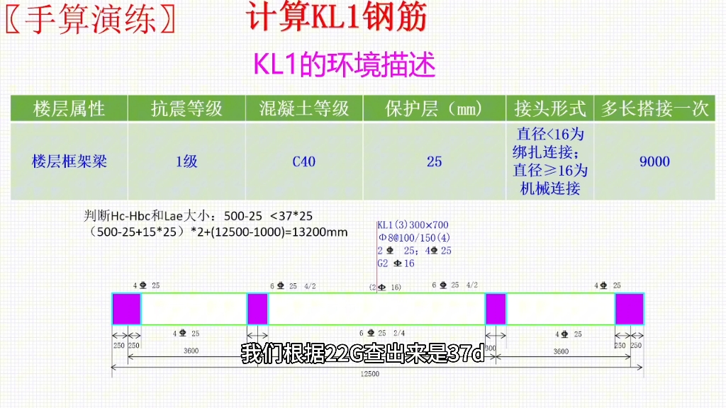 22G钢筋平方手算-梁的实际案例计算零基础小白造价钢筋手算