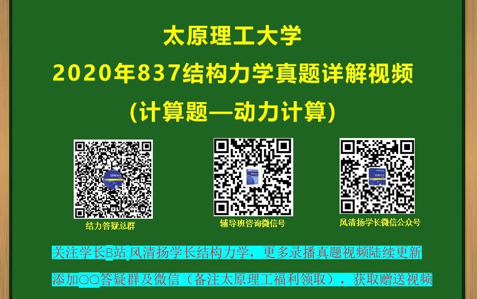 【2020年动力计算--求单自由度体系自由振动的自振频率】2020年太原...