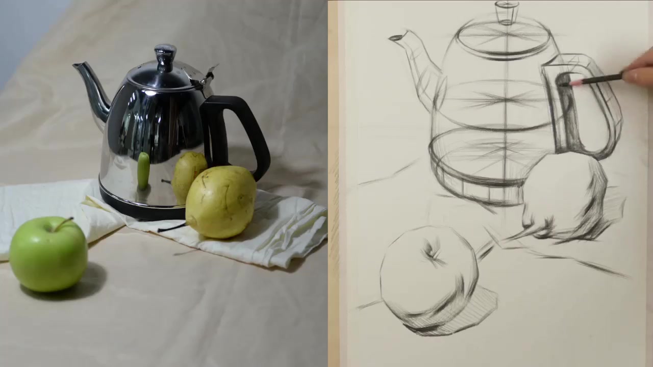 美院老师教素描静物头像,这样简单的方法,学会了记得练习一下
