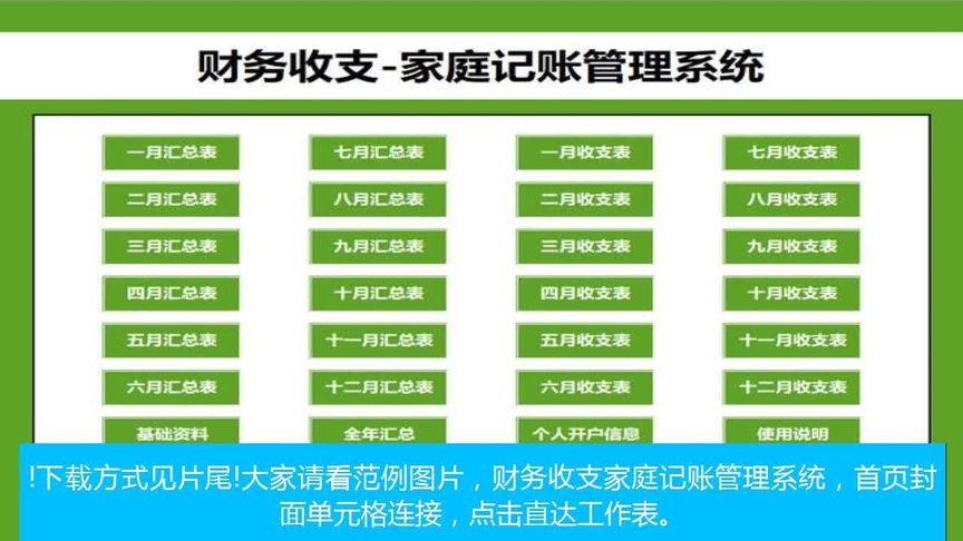 财务收支家庭记账报表,月份年份统计,收支分开计算,直接套用