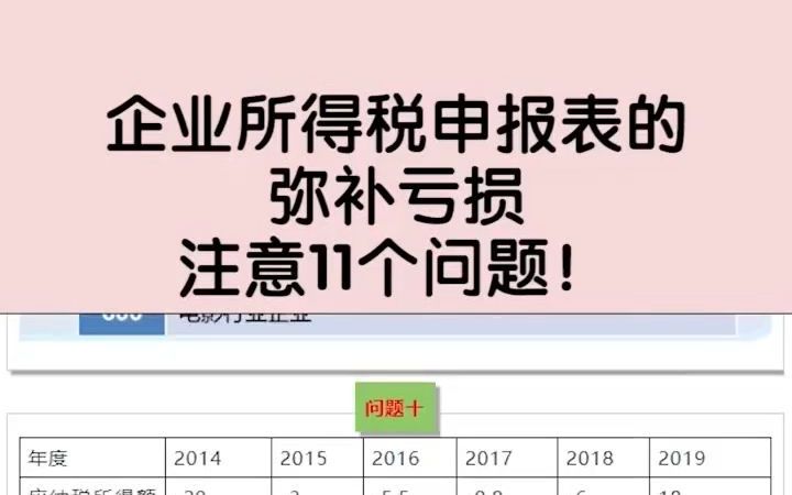 企业所得税申报表的弥补亏损,会计要注意的11个问题!