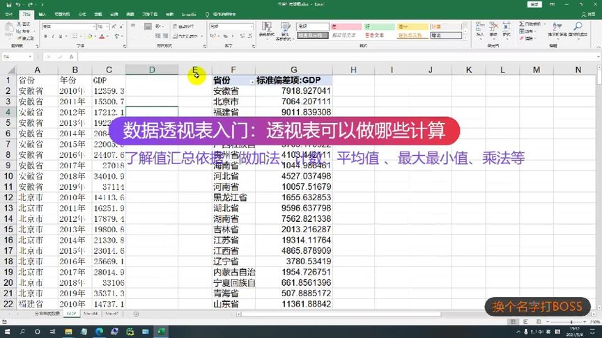 Excel技能:数据透视表值总依据,做加法计数平均值大小值等