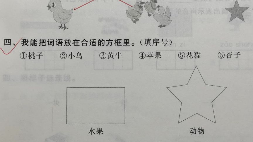一年级语文词语分类:如何区分水果和动物,有方法