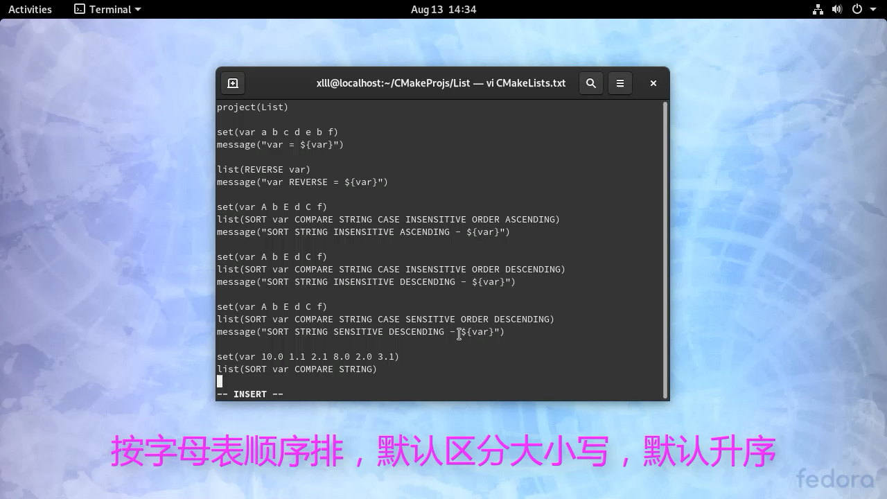 CMake列表的操作之四(排序列表)