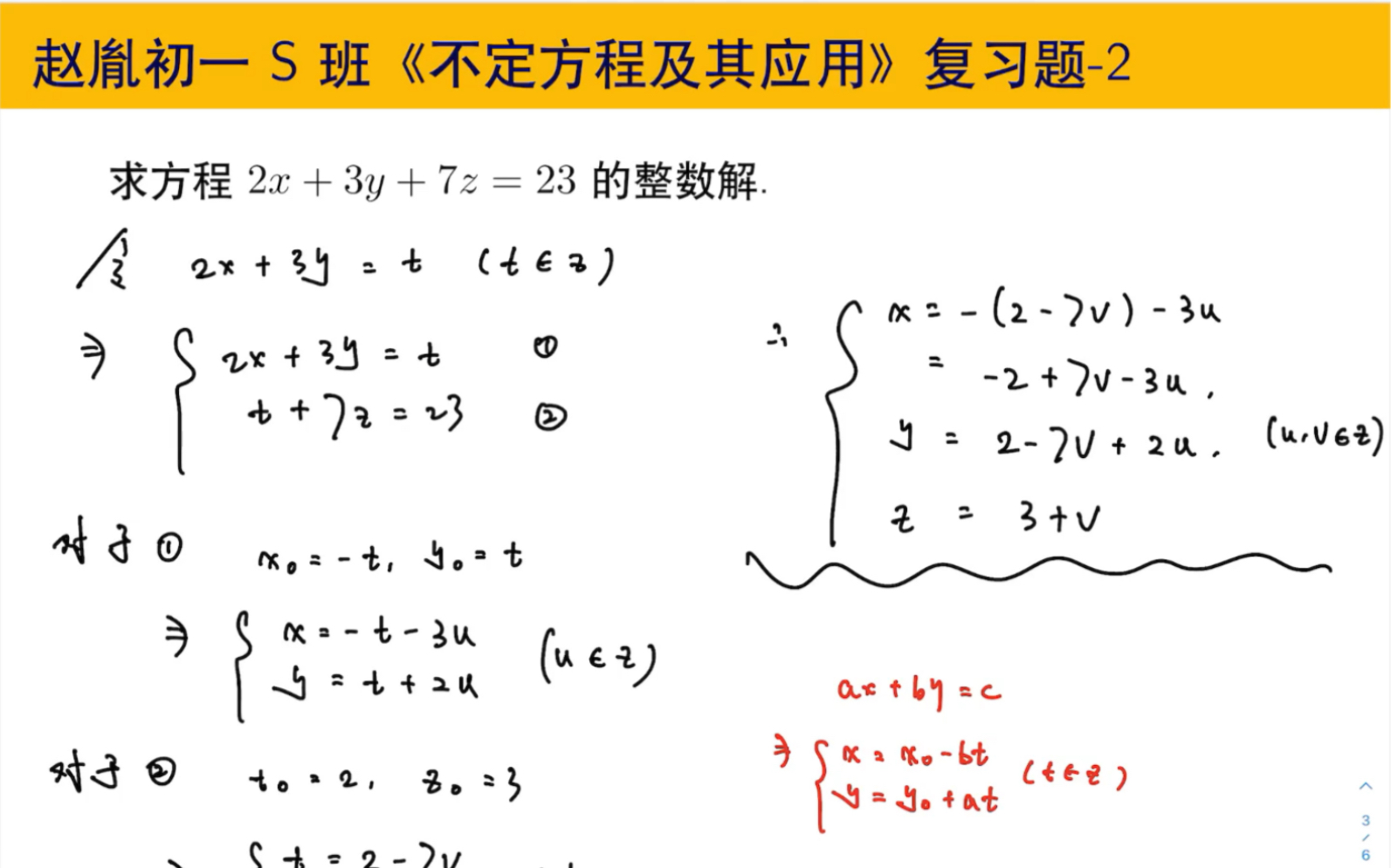 赵胤初一S班《不定方程及其应用》复习题解析