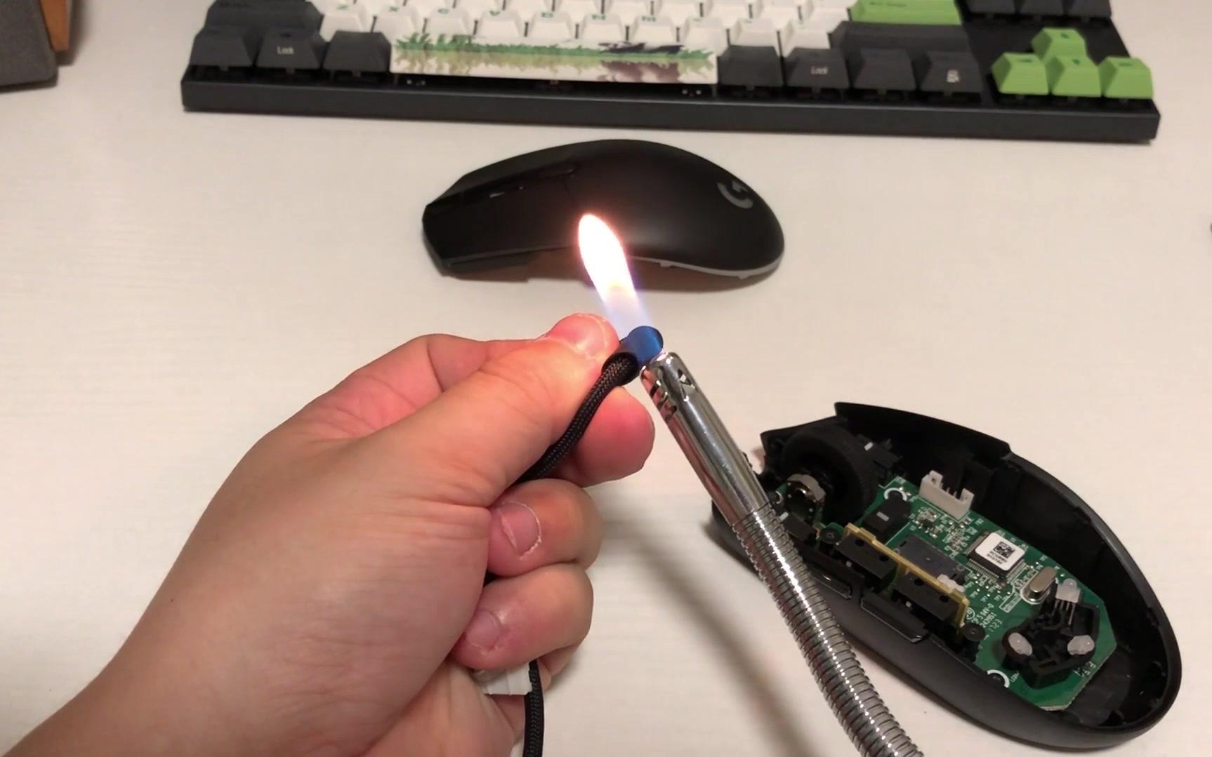 【外设改造】如何不切割原线卡,把伞绳鼠标线装入鼠标