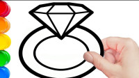 简笔画画钻石戒指芭比娃娃等,涂上颜色非常漂亮,绘画教程