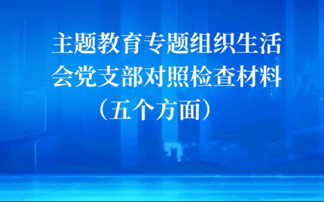 主题教育专题组织生活会党支部对照检查材料(五个方面)