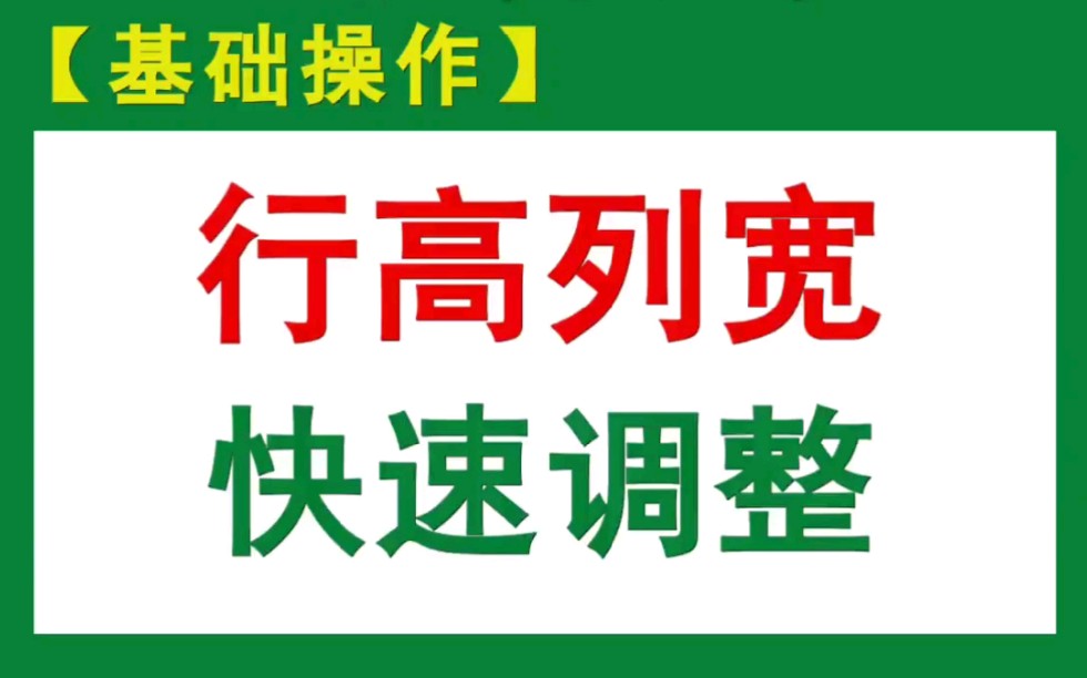 【基础操作】EXCEL中如何快速调整行高列宽?