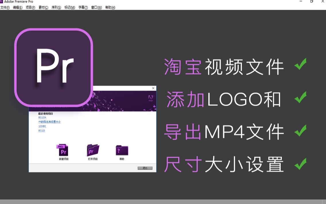 ...淘宝视频文件 添加LOGO和 序列尺寸更改 导出MP4文件大小设置